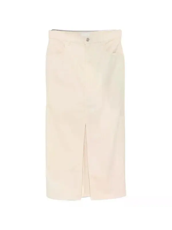 Isabel Marant Étoile Faharia Front-slit Logo-patch Midi Skirt - Neutrals