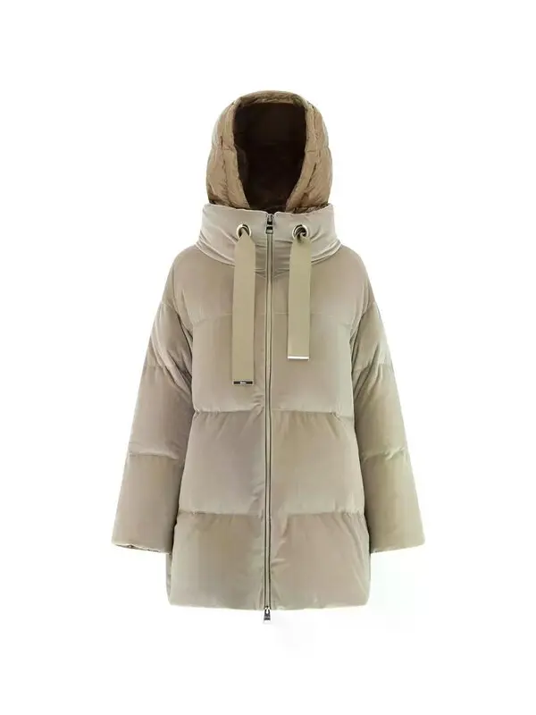 Herno Velvet-texture Hooded Jacket - Neutrals