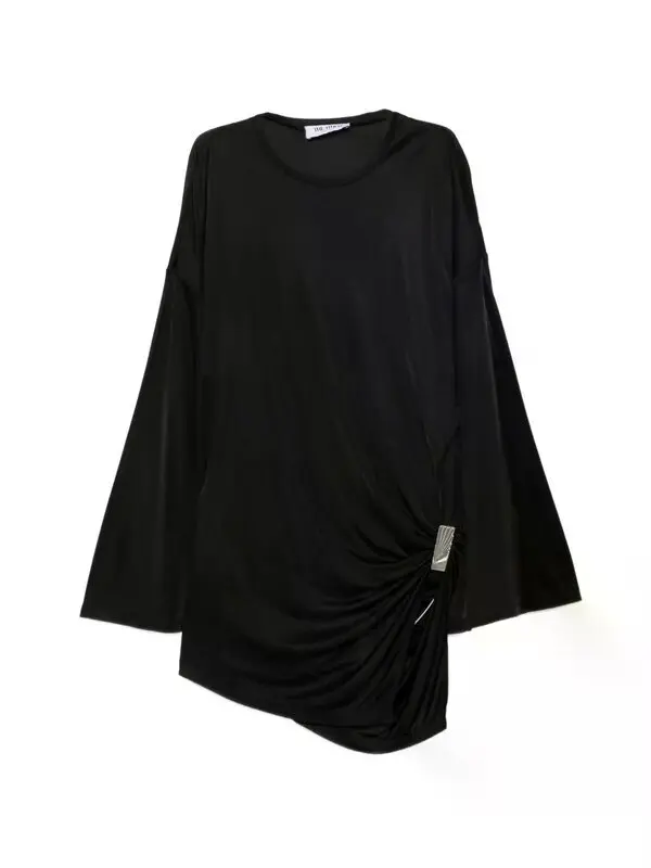 Attico Draped Detail Long Sleeve Mini Dress - Black