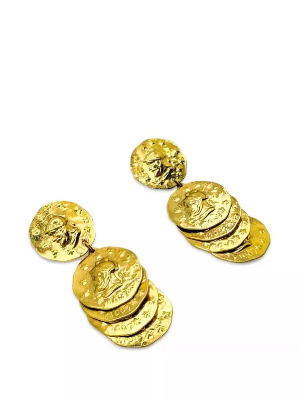 JENNIFER GIBSON JEWELLERY 1960s Roman Coin Dangle Earrings