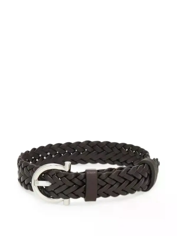 FERRAGAMO Woven Bracelet With Gancini Clasp - Brown