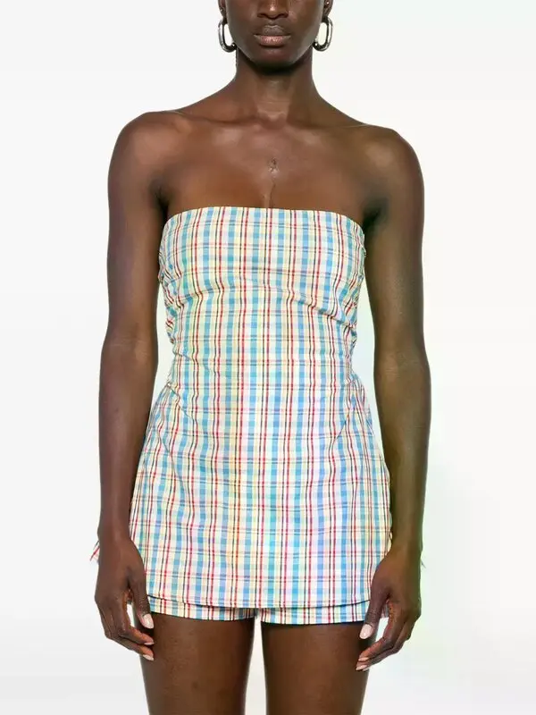 Faithfull The Brand Isole Checkered Bandeau Top - Neutrals