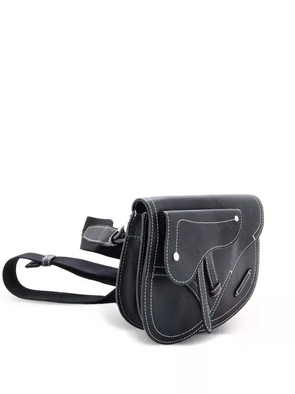 Dior Saddle Messenger Pouch Leather Crossbody Bag - Black