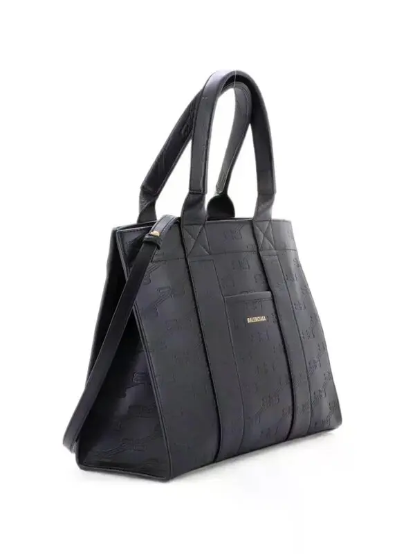 Balenciaga Hardware Embossed Leather Small Tote Bag - Black