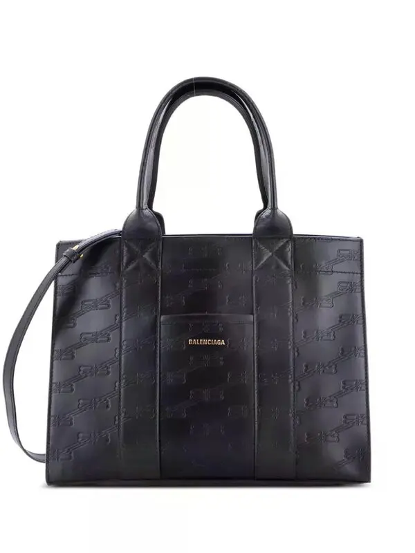 Balenciaga Hardware Embossed Leather Small Tote Bag - Black