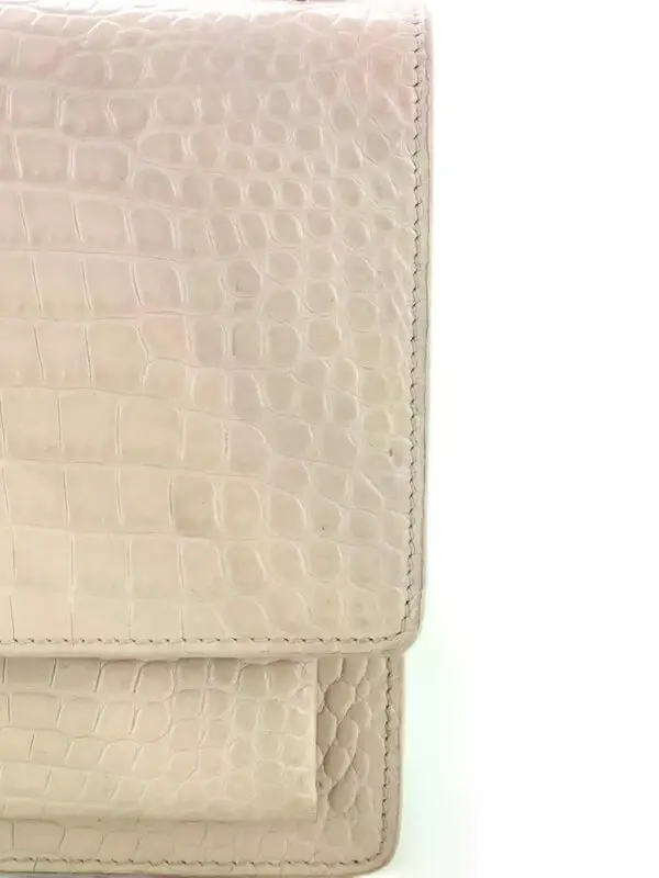 Saint Laurent Sunset Crocodile Embossed Leather Medium Crossbody Bag - Neutrals
