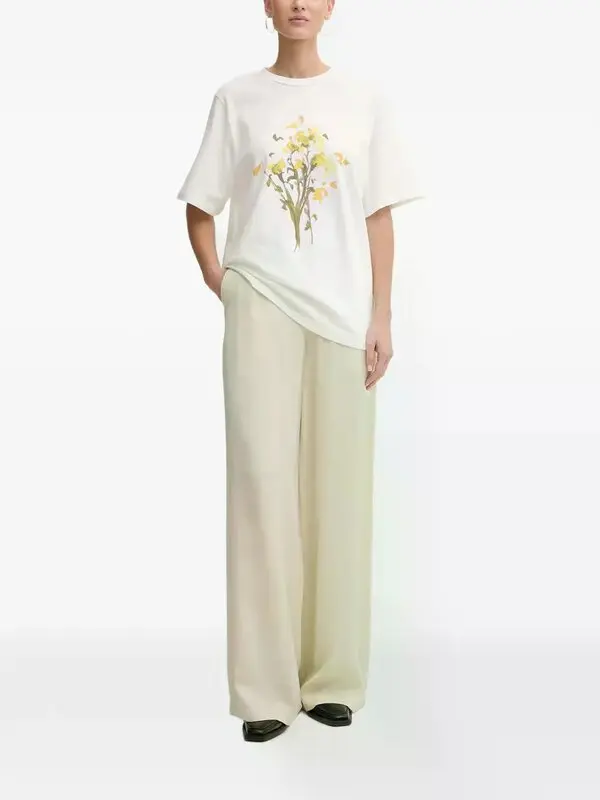 Stine Goya Floral Print Cotton T-shirt - Neutrals