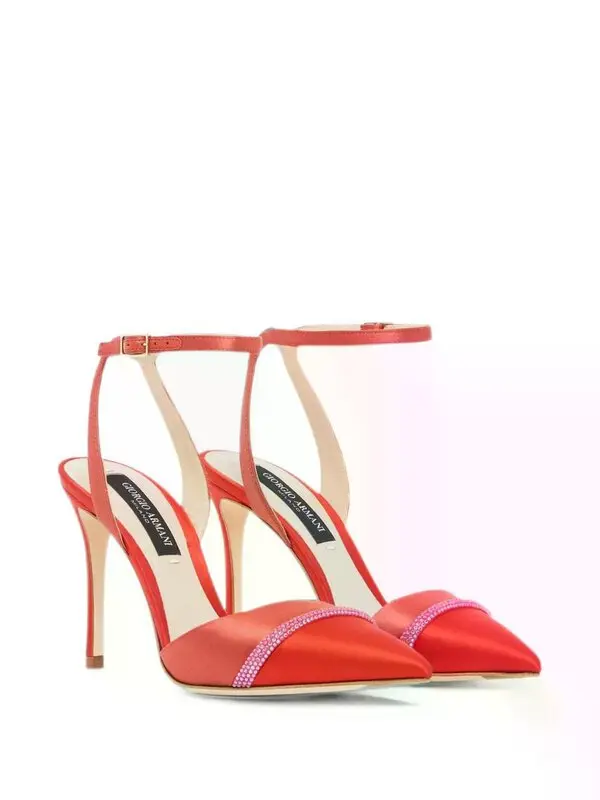 Giorgio Armani Court Crystal-embellished Pointed-toe Pumps - Red