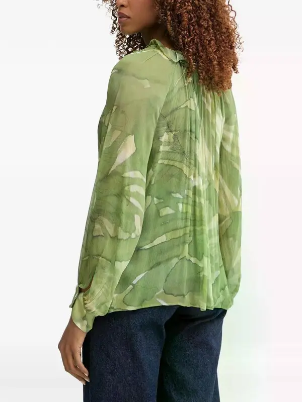 PEDRO DEL HIERRO Leaf-print Ruffled Blouse - Green