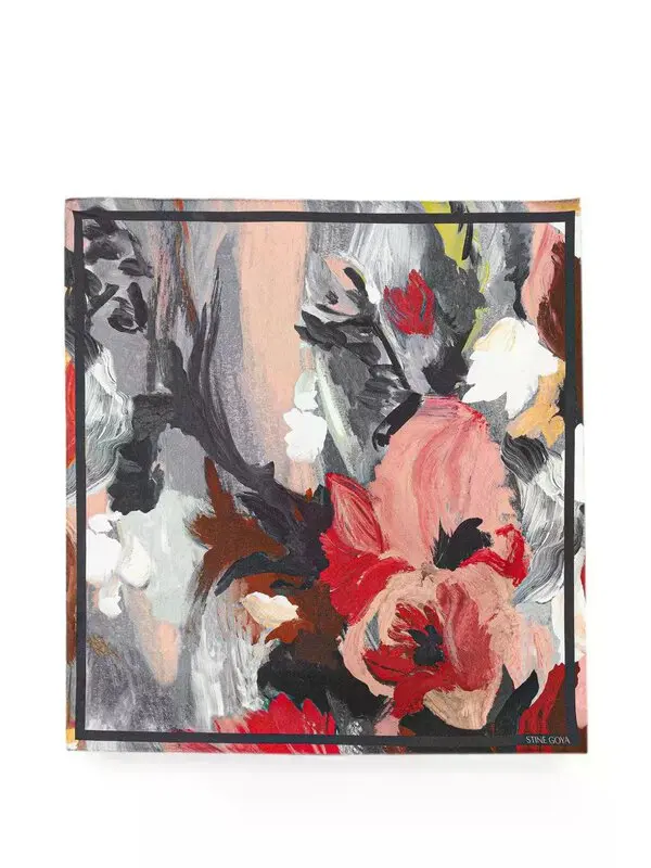 Stine Goya Floral-print Square Scarf - Grey