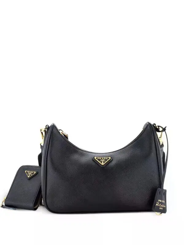 Prada Re-edition 2005 Saffiano Leather Shoulder Bag - Black