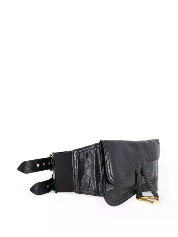 Dior Saddle Double Buckle Leather Belt Bag