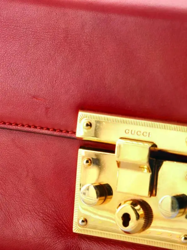 Gucci Padlock Leather Small Shoulder Bag - Red