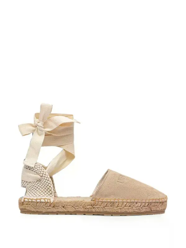 Moschino Logo-debossed Lace-up Espadrilles - Neutrals