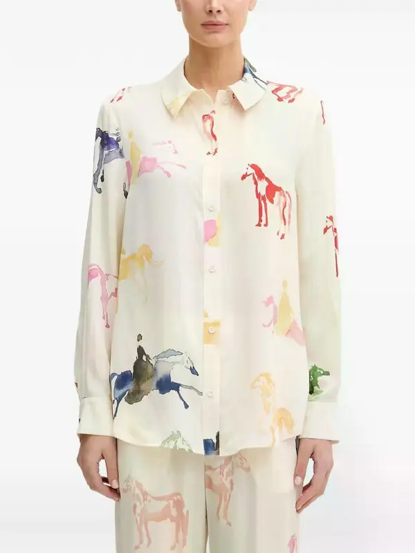 Stine Goya Horse Print Long-sleeve Shirt - Neutrals