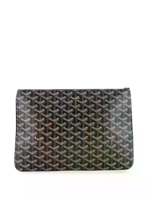 Goyard Senat Zip Coated Canvas Mm Pouch - Black