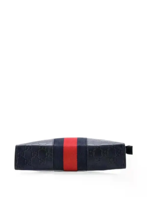 Gucci Web Zip Pouch Guccissima Leather Clutch Bag
