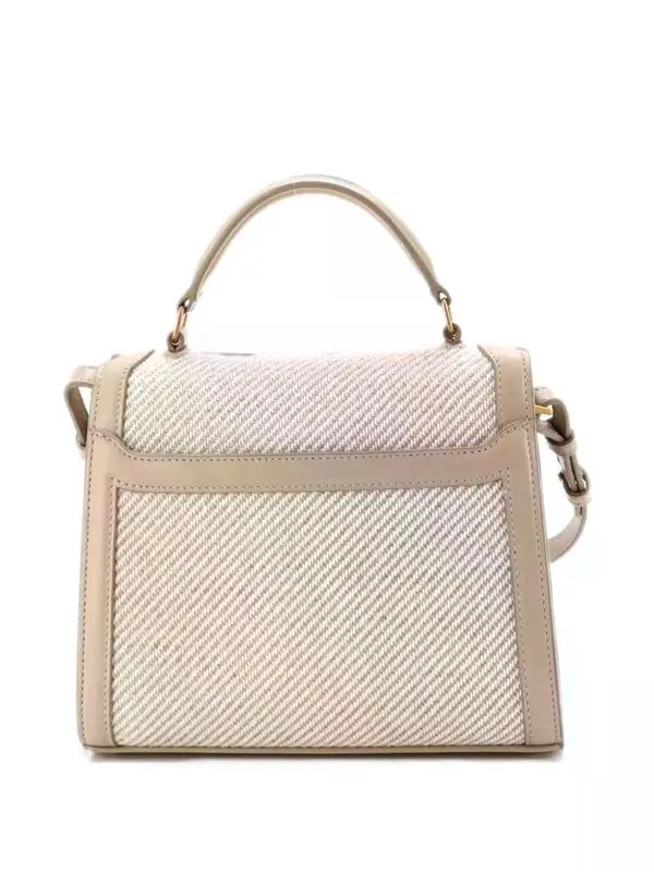 Saint Laurent Cassandra Top Handle Bag Canvas With Leather Mini Crossbody Bag