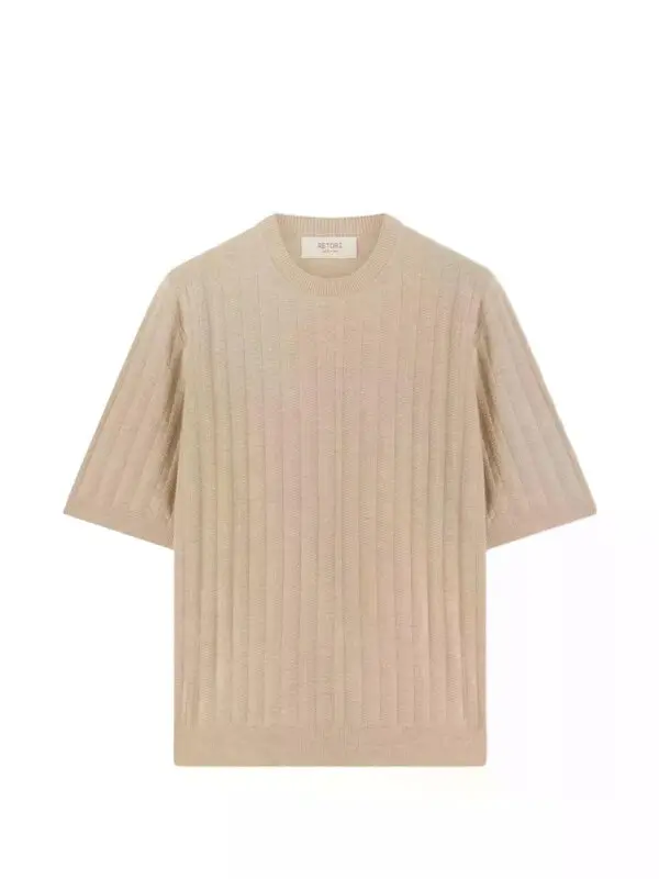 RETORI Mini-cable Virgin-wool T-shirt - Neutrals