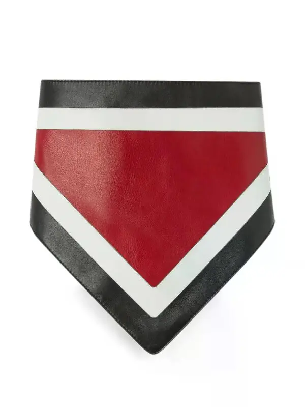 RETORI Color-block Lambskin Bandana Scarf - Red