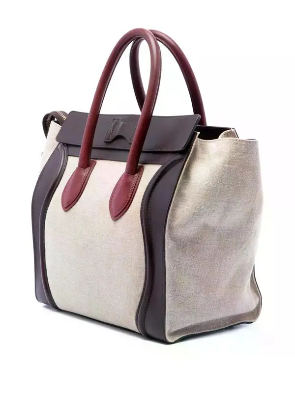 Celine Canvas And Leather Luggage Tote Bag - Brown