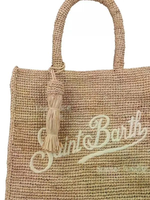 MC2 SAINT BARTH Raffia Woven Tote Bag With Tassel Detail - Neutrals
