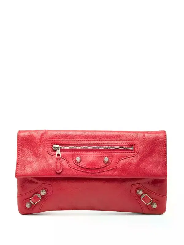 Balenciaga 2012 Lambskin Motocross Giant 12 Envelope Clutch Bag - Red