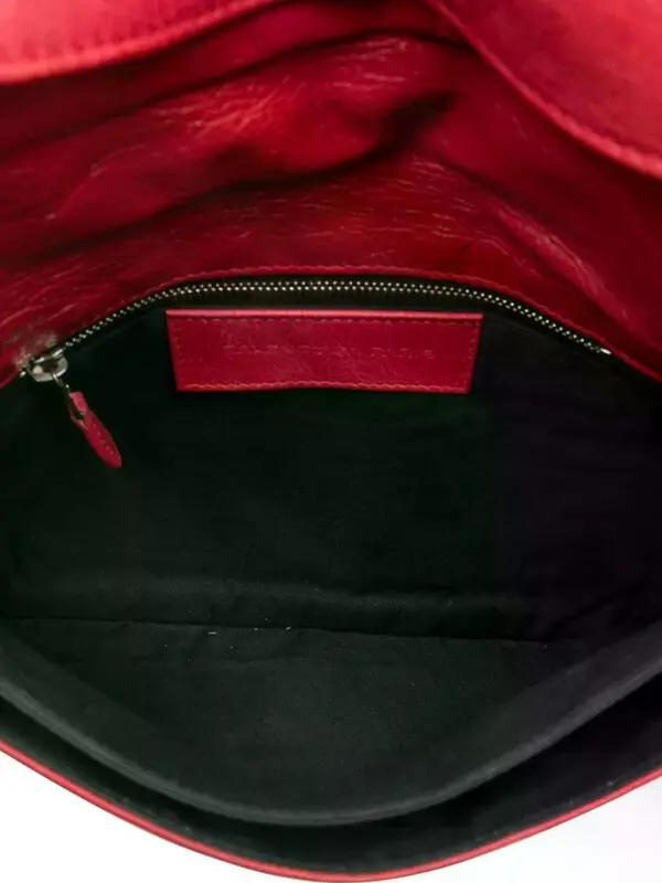 Balenciaga Lambskin Leather Motocross Giant 12 Envelope Clutch Bag - Red