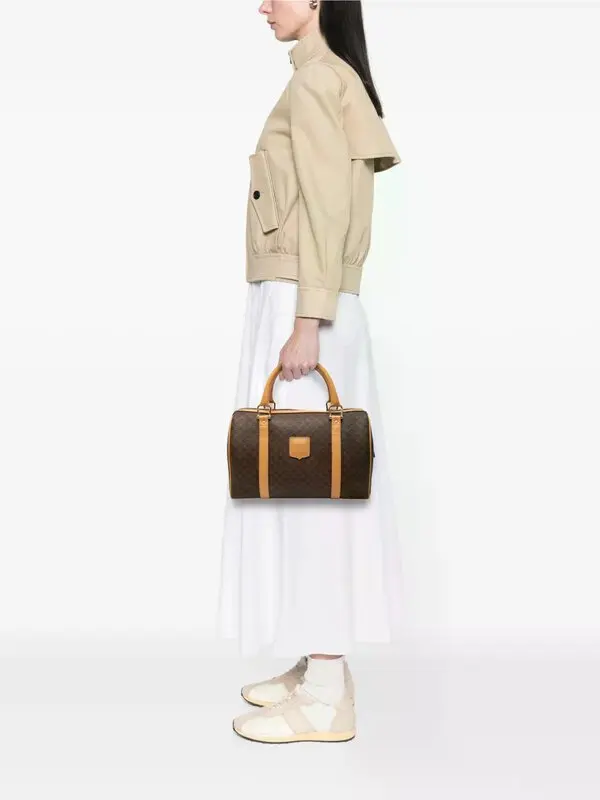Celine 2013 Macadam Coated Canvas Boston Bag - Brown