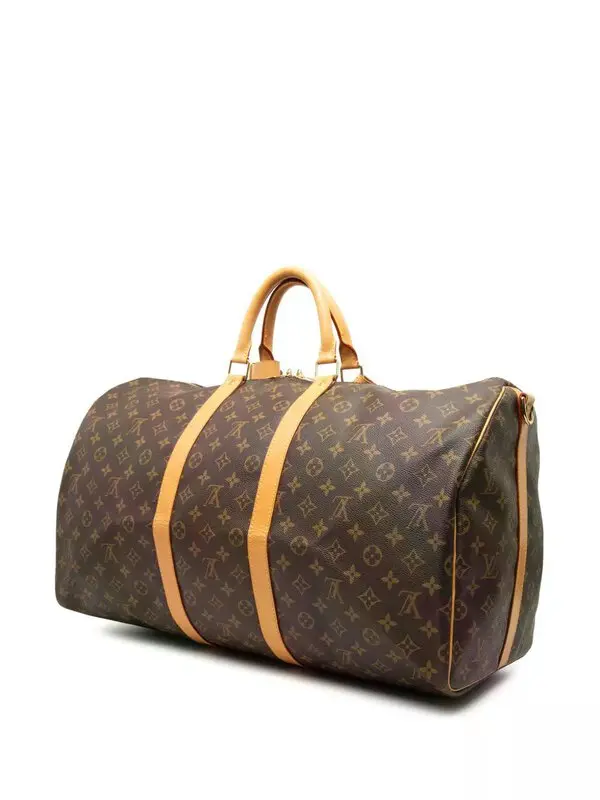 LOUIS VUITTON 1998 Monogram Keepall Bandouliere 55 Travel Bag - Brown
