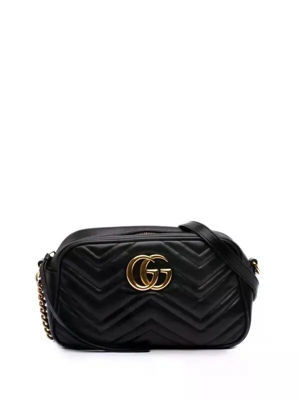 Gucci 2016-2026 Small Gg Marmont Matelasse Calfskin Crossbody Bag - Black