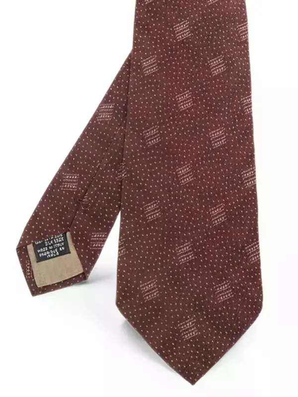 Giorgio Armani Silk Neck Tie With Geometric Print - Brown