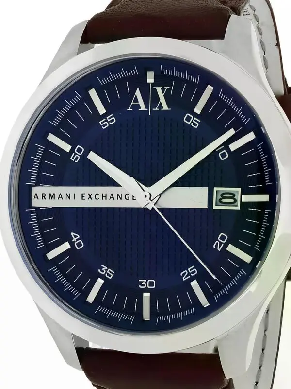 Armani Exchange 46mm Stainless Steel Chronograph Watch With Leather Strap