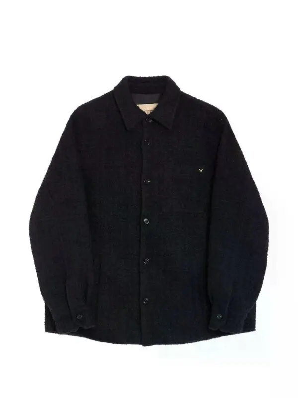 Valentino Garavani Cotton Tweed Shirt Jacket With Vgold - Black