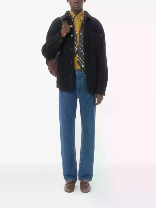Valentino Garavani Cotton Tweed Shirt Jacket With Vgold - Black