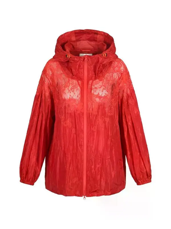 Valentino Garavani Lace-panelled Hooded Jacket - Red