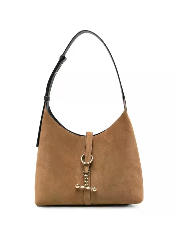 Strathberry Bar Detail Suede Shoulder Bag - Neutrals