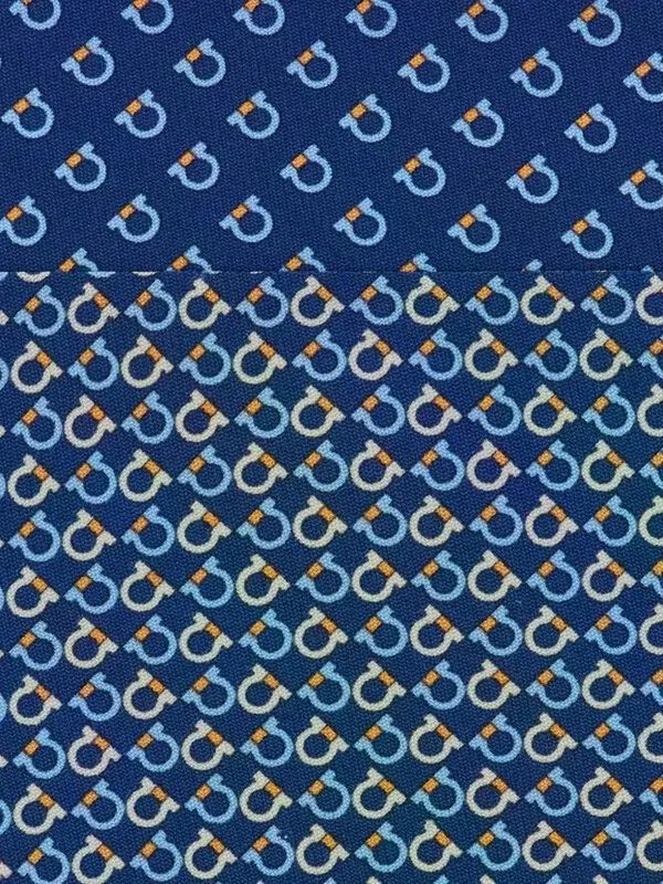 FERRAGAMO Gancini Square-print Silk Neck Tie - Blue
