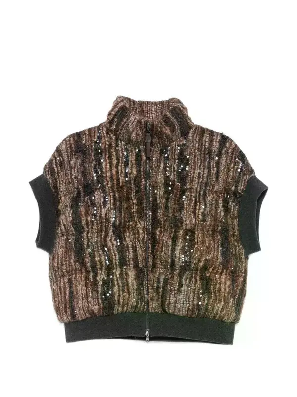 Brunello Cucinelli Sleeveless Embellished Gilet - Brown