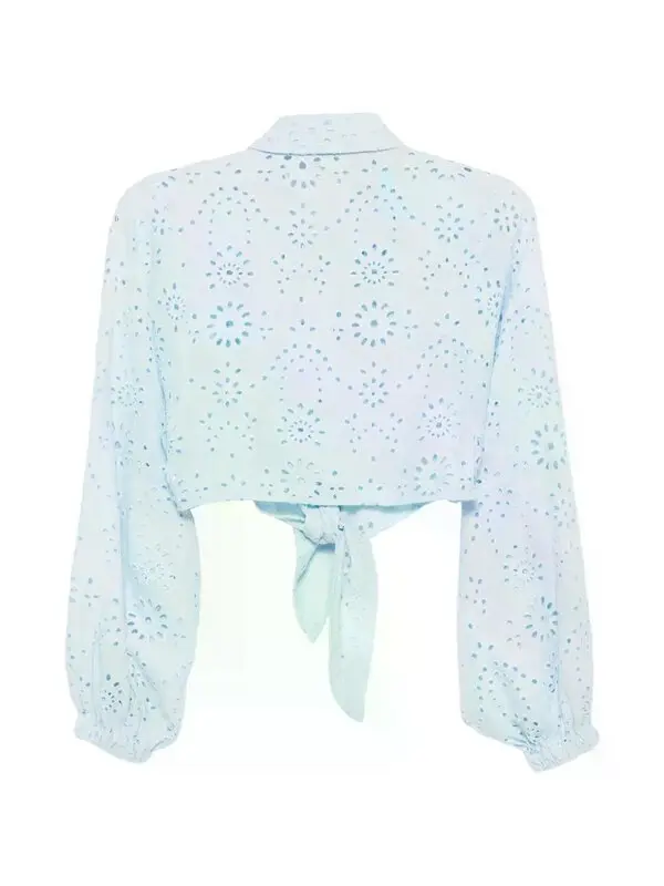 MC2 SAINT BARTH Broderie Anglaise Tie-front Blouse