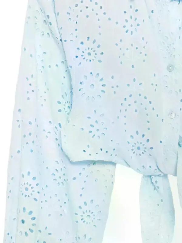 MC2 SAINT BARTH Broderie Anglaise Tie-front Blouse
