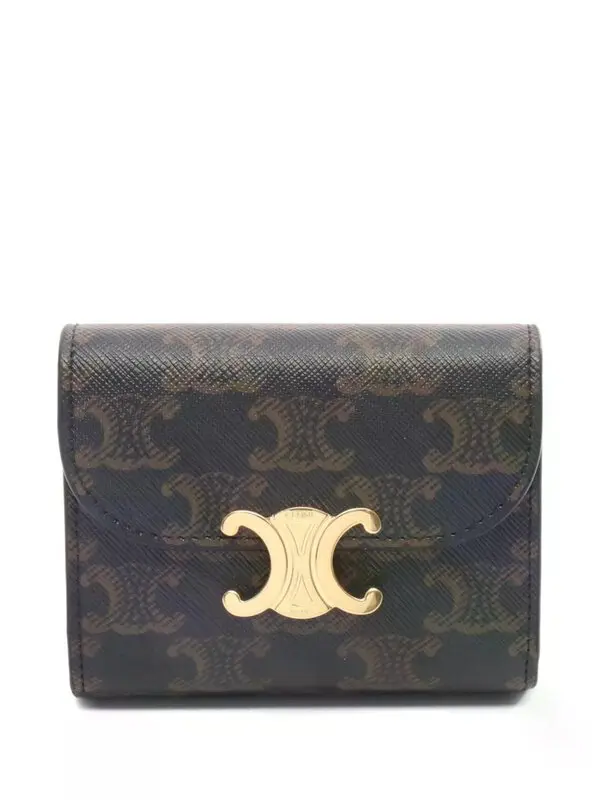 Celine 2020s Triomphe Trifold Wallet - Black