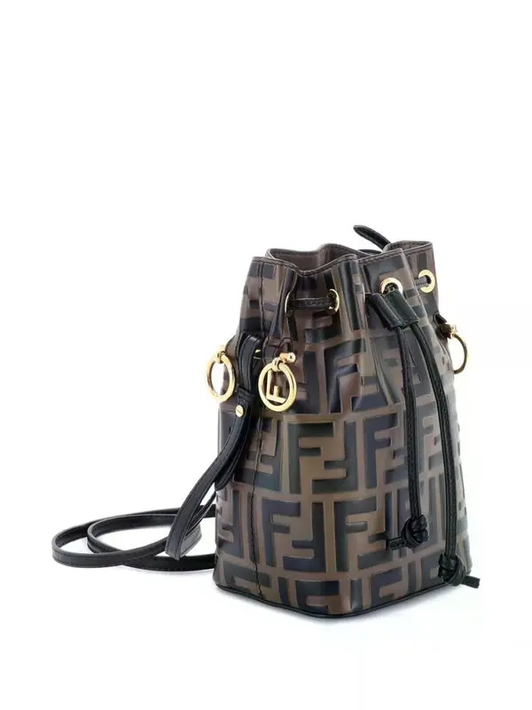 Fendi Mon Tresor Zucca Embossed Leather Mini Bucket Bag - Brown