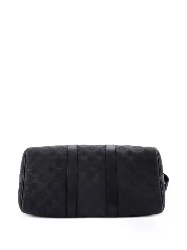 LOUIS VUITTON Keepall Bandouliere Monogram Taurillon Leather 35 Travel Bag - Black
