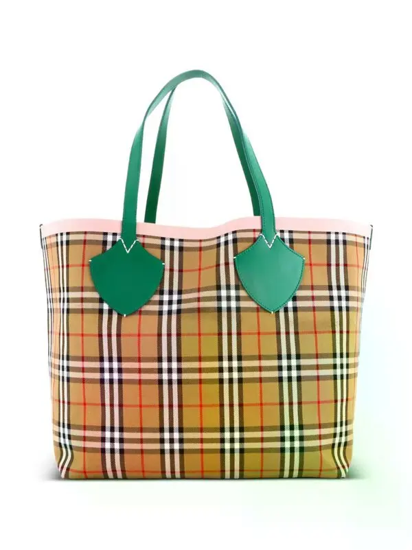 Burberry Reversible Giant Vintage Check Canvas Large Tote Bag