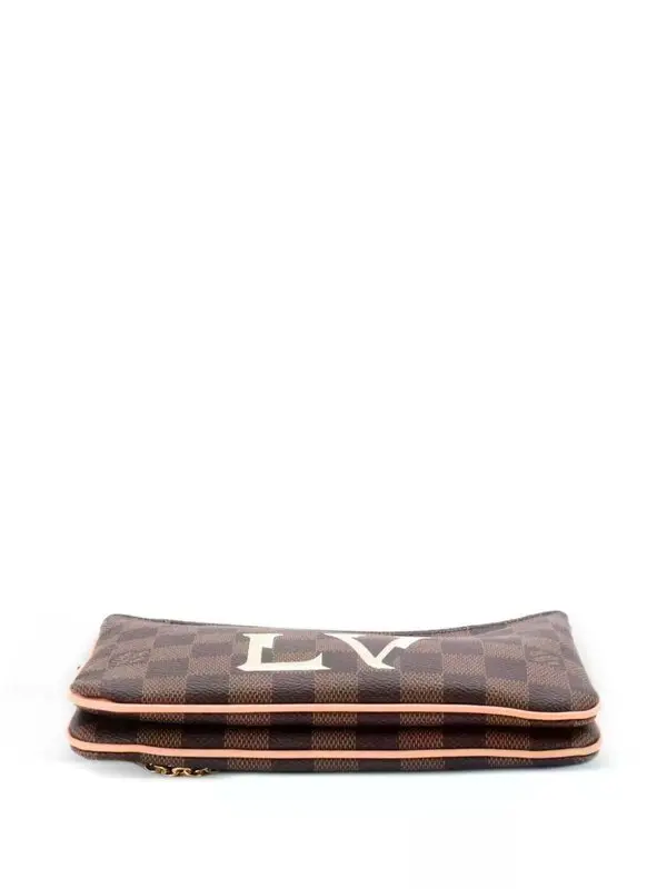 LOUIS VUITTON Double Zip Pochette Damier Clutch Bag - Brown