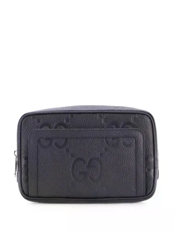 Gucci Jumbo Gg Embossed Leather Small Belt Bag - Black