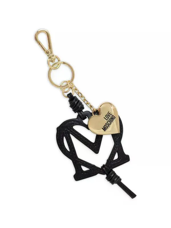 Moschino Logo-pendant Heart Keyring - Black