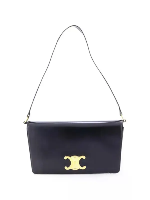 Celine Trapeze Triomphe Shoulder Bag In Smooth Calfskin - Black