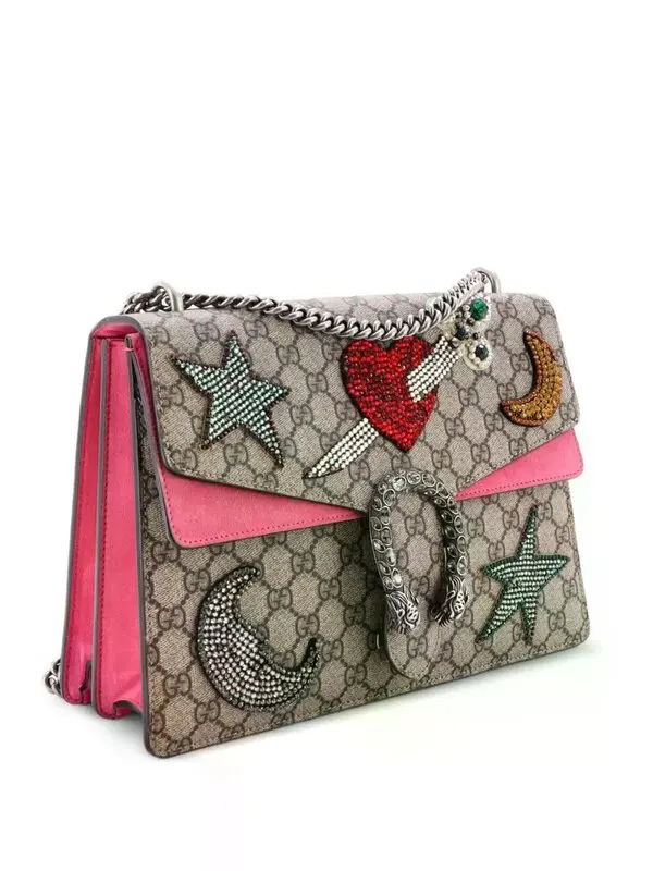 Gucci Embellished Gg Coated Canvas Medium Shoulder Bag